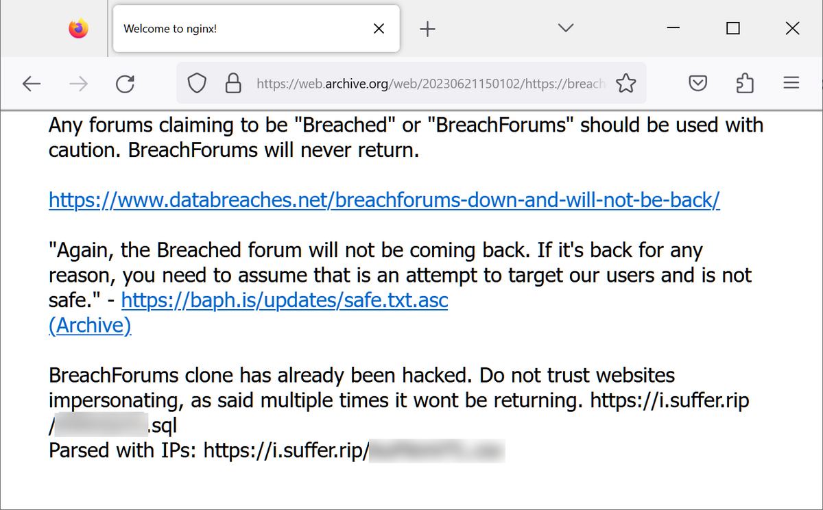 FBI seizes BreachForums after arresting its owner Pompompurin in March - TT Malware Log