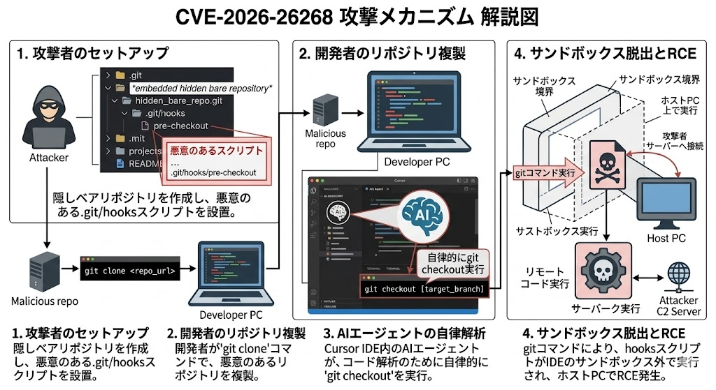 CVE-2026-26268解説：CursorのAIが引き金になるRCE脆弱性と企業防衛 - 城咲子｜情報システム部セキュリティ担当のつぶやき ...