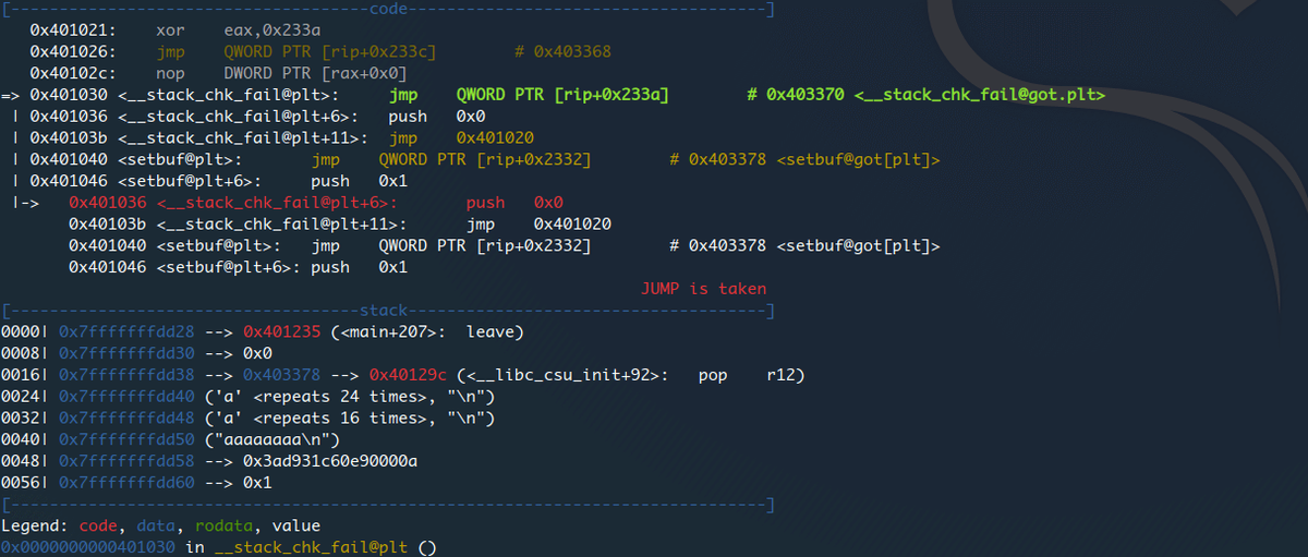 __stack_chk_failを利用したGOT Overwrite - ポン中のハシビロコウ