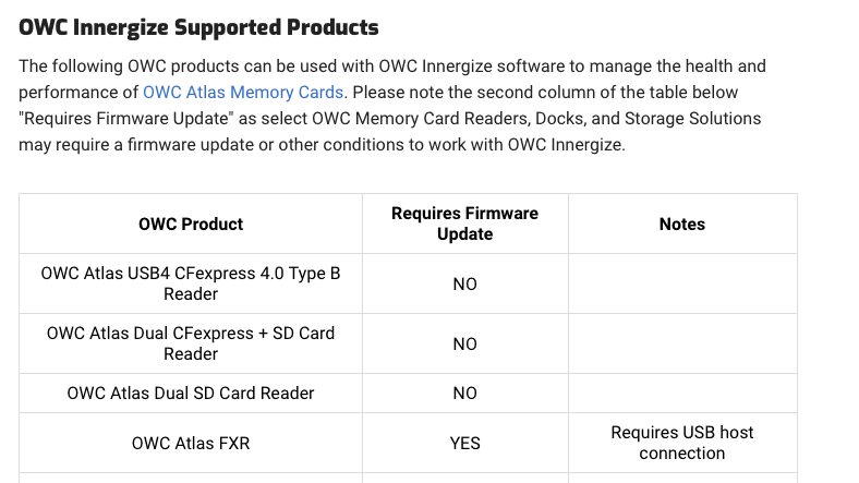 【備忘】OWC Atlas FXR CFexpress Card ReaderでInnergizeを使用するにはリーダーのFWのアップデートが必要だよって話 - 熱望よドアを叩け