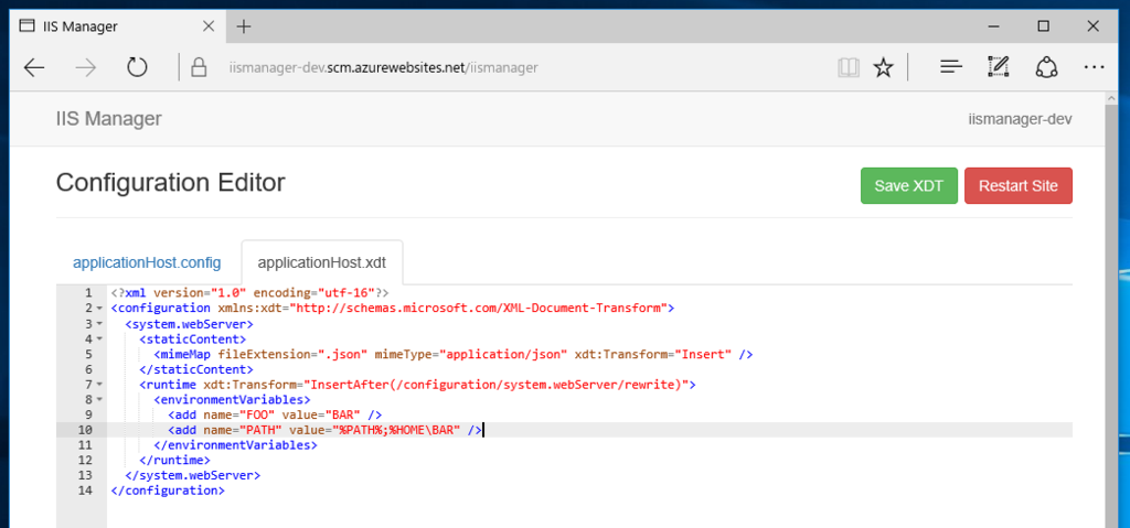 IIS Manager Extension を使って Azure Web Apps の IIS 設定を変更する - しばやん雑記