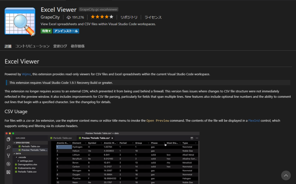 VS CodeでExcel Viewer拡張機能 ちょっと惜しい - いろいろやってみるにっき