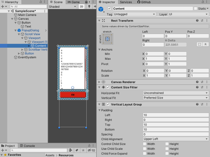 Unity キャンバス内に Scroll View を使ったダイアログをポップアップ - sh1’s diary