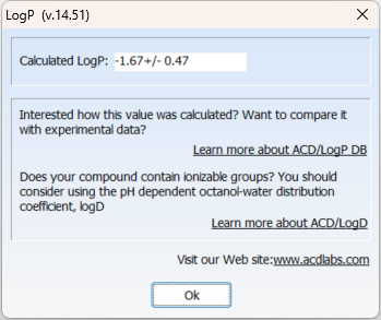 ChemSketchでLogPを計算する - 技術屋にゃん兵衛のてくてくらぼ by データウィズ [DataWith]