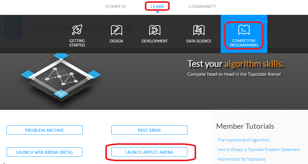 Topcoder Arenaを起動する方法とJavaブロックの回避 - じじいのプログラミング