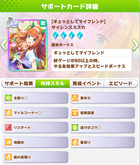 【ウマ娘】SSRサポートカード《[ギュッとしてマイフレンド]サイレンススズカ》 - 戦略ゲーム大好きな人のブログです。