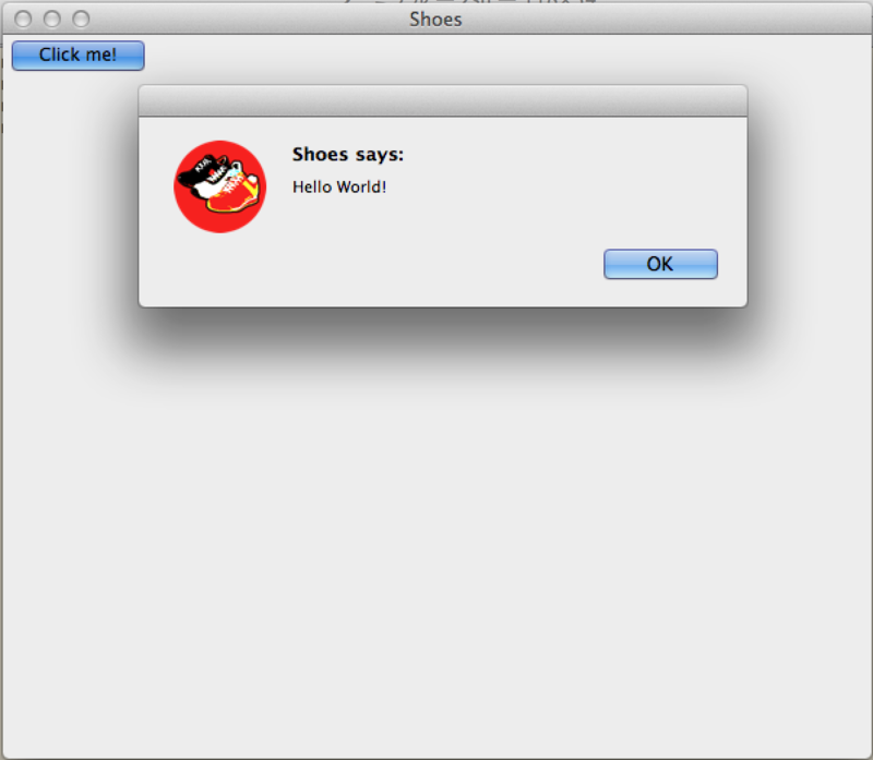 RubyでShoesを使ってGUIプログラミング - Hello World - simanのブログ