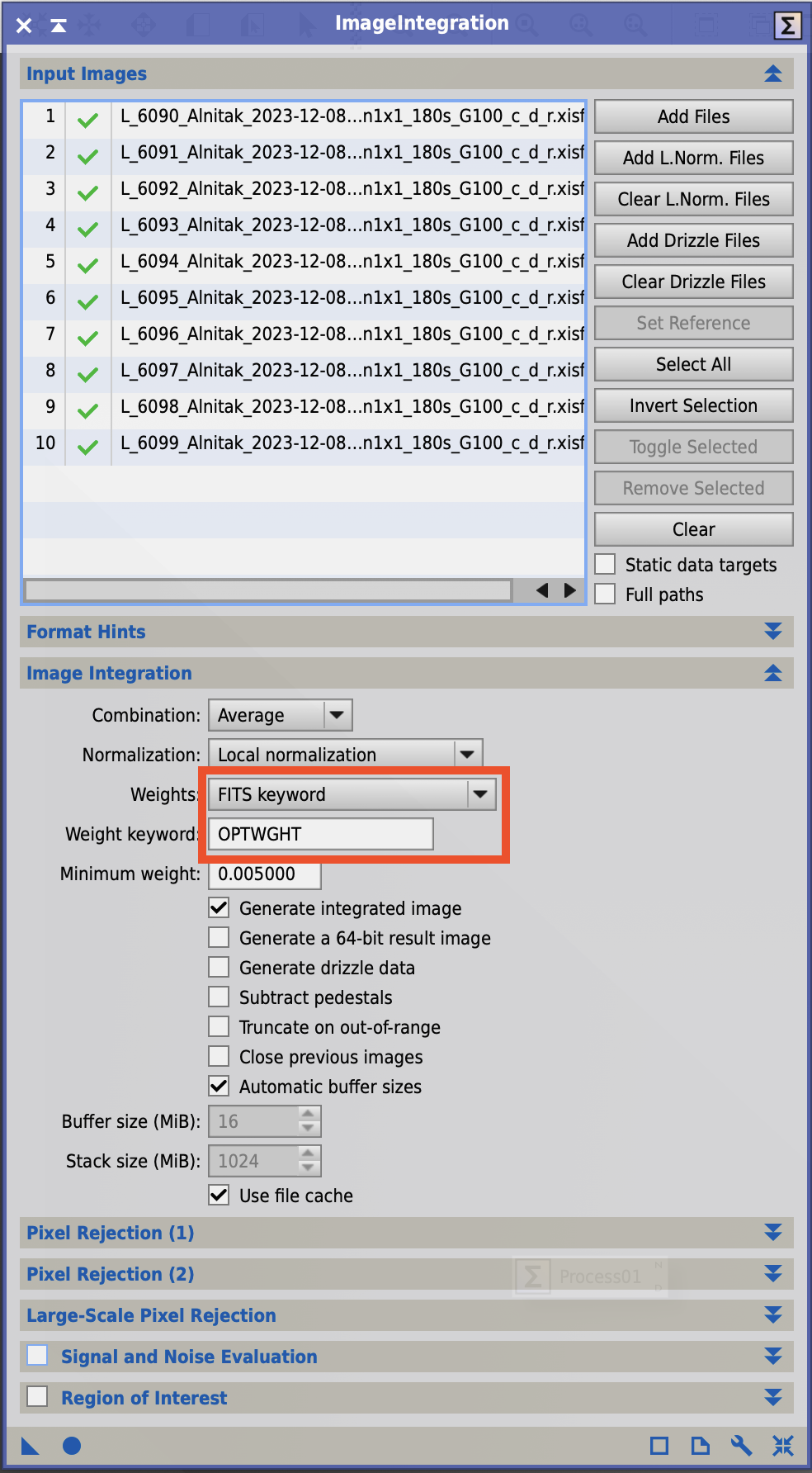 スタックでの最適な重み付けをもとめる PixinsightのWeight Optimizer スクリプト - 天文はかせ幕下