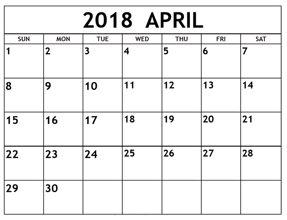 April 2018 Calendar - Templates Printable Calendar