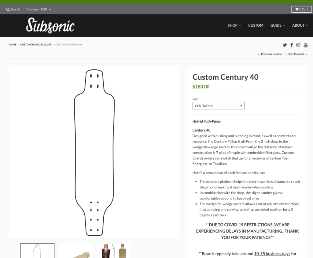 LDP: Subsonic Century 40(chop tail) + Seismic Spring Trucks - すりこぎダイアリー