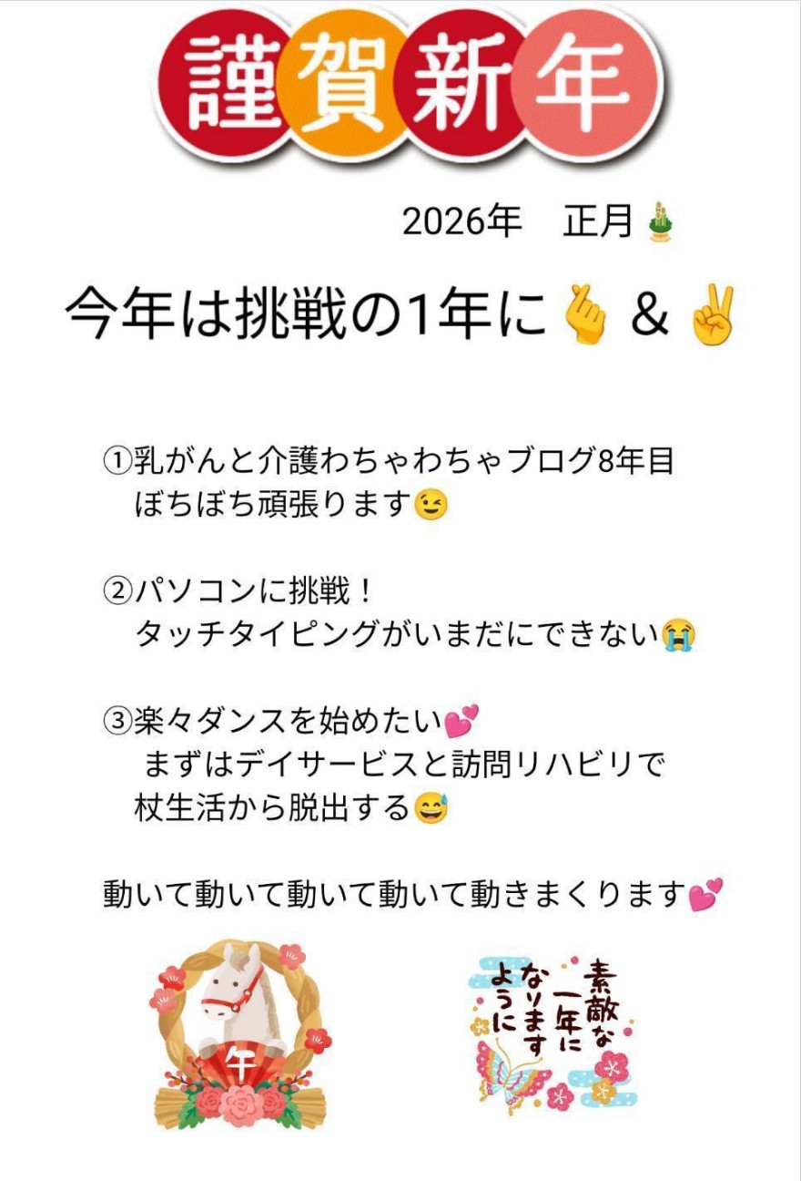『あけおめ🎍』1/4（日） - 乳ガンと介護わちゃわちゃブログ