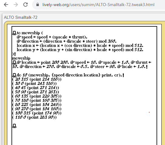 Smalltalk-72で遊ぶOOPの原点：改めて「moveship」の実装 - Smalltalkのtは小文字です