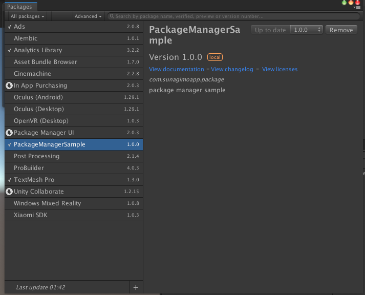 【Unity】PackageManagerにローカルの自作パッケージの登録 - sunagimoブログ