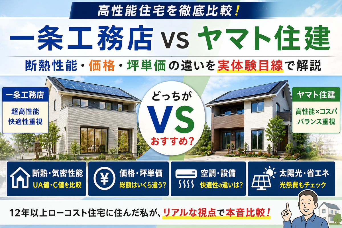 一条工務店とヤマト住建はどっちがおすすめ？断熱性能・価格・コスパを比較してみた - 大器晩成を信じて