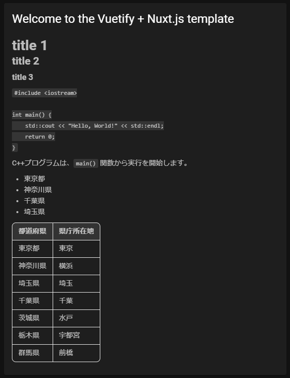 MarkdownのHTMLレンダリングをNuxt.jsのアプリに実装してみる - suzuki-navi’s blog
