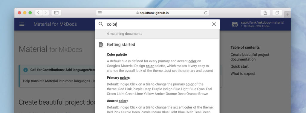 MkDocsでマテリアルデザインなMarkdownドキュメントサイトを作ろう - syonx