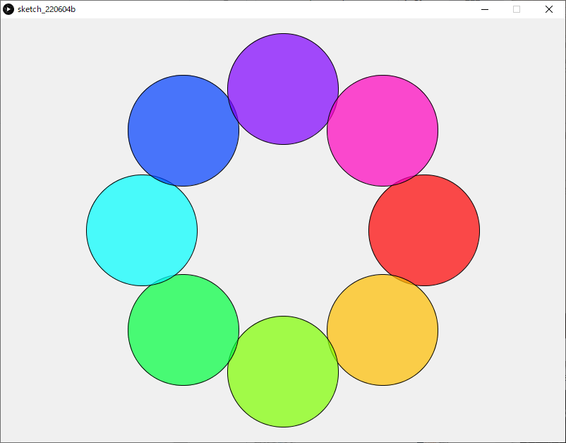 ProcessingのPythonモードで色相環を書き直してみた - t-hom’s diary