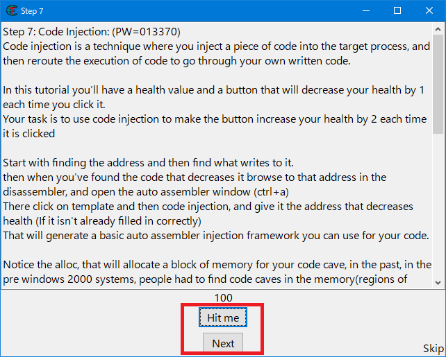 Cheat Engineの使い方 チュートリアルStep7の攻略 コードインジェクション (ゲーム改造/チート) - 結果だけでなく過程も見てください