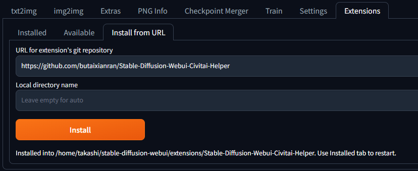 Stable Diffusion Web UI に Civitai Helper をインストールする備忘録 - takashi kono's blog