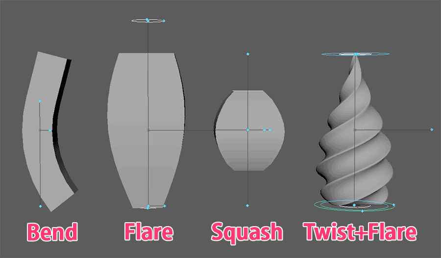 【Maya】覚書：モデリング – Deform > Nonlinearでオブジェクトを曲げたりツイストしたりする│モデリング覚書