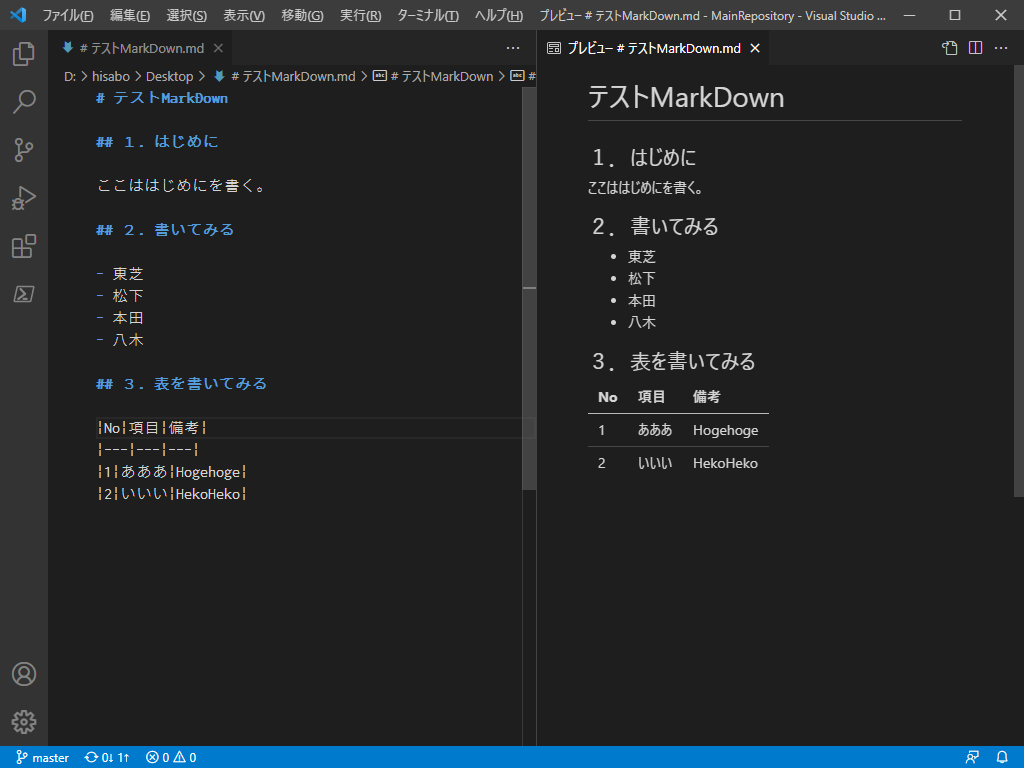 【Visual Studio Code】MarkDownのプレビューとPDF作成 - 亀の甲羅2