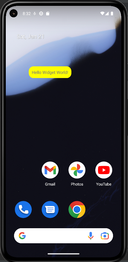 Widgetを試してみた - 単純にテキストを表示させるだけ - テックヒストリー