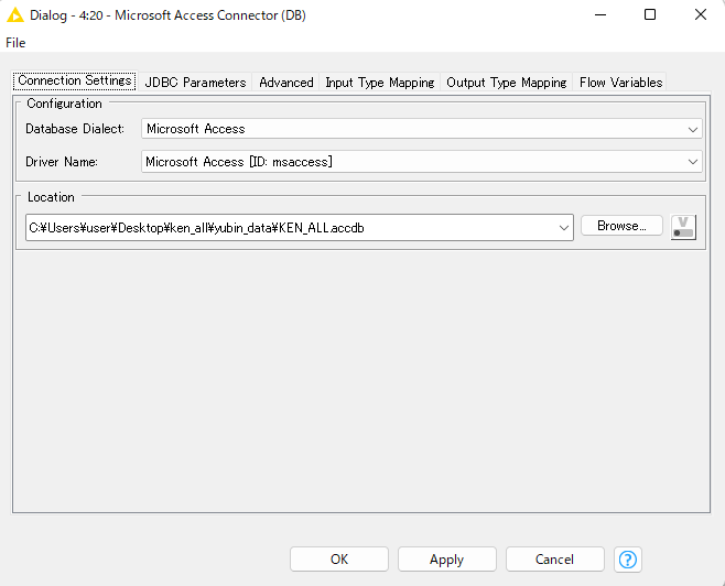 KNIME_Accessファイル【DB Table Selector】【DB Reader】SQLでクエリ作成 - たま氏の覚え書き