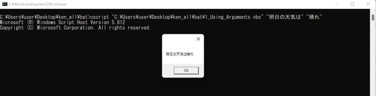 VBS_バッチファイルでVBSの実行＆引数渡し【Wscript.Arguments()】 - たま氏の覚え書き