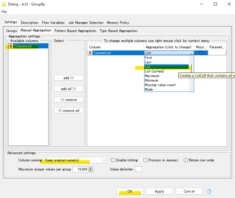KNIME_Flow Variableタブの活用その2【column-filter】配列変数でカラムをフィルタ - たま氏の覚え書き