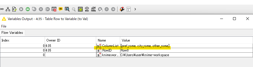 KNIME_Flow Variableタブの活用その2【column-filter】配列変数でカラムをフィルタ - たま氏の覚え書き