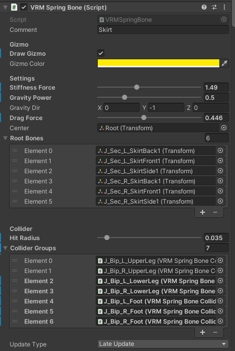 【Unity】ClusterでVroidモデル等のスカートが飛び出る方法を防ぐ方法 - たぬの技術のメモ帳