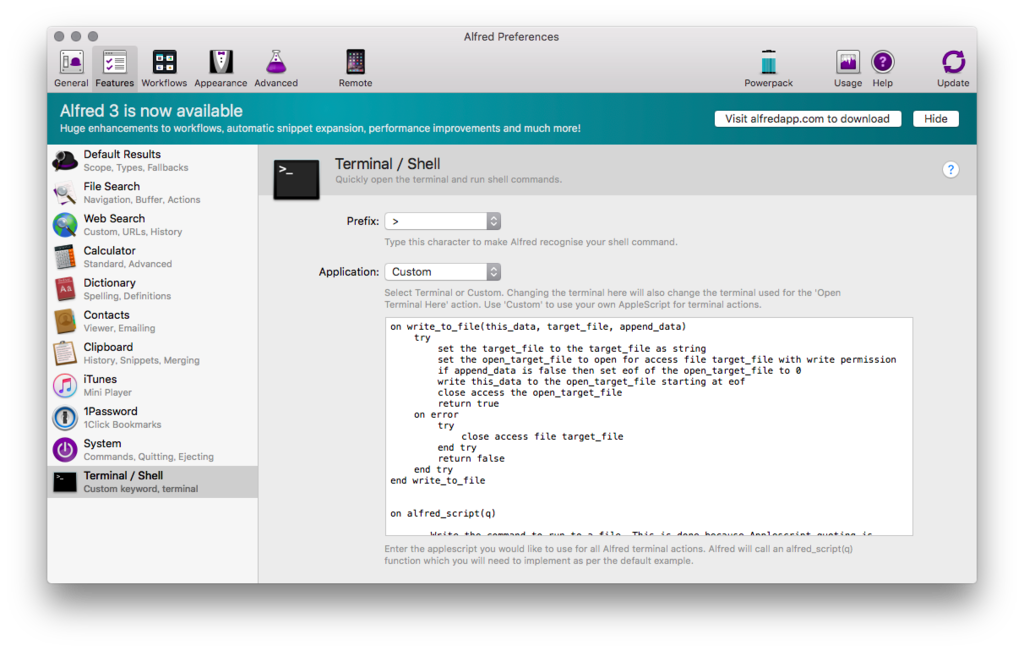 iTerm2 3.0にあげたらAlfredのWorkflowから起動できなくなったから対応 - カメニッキ