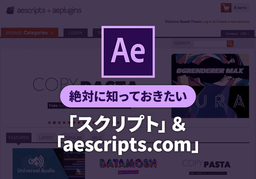 要ブクマ！AE使いなら絶対に知っておきたい「スクリプト機能」と「aescripts + aeplugin」の紹介【After Effects】 - eizo.help