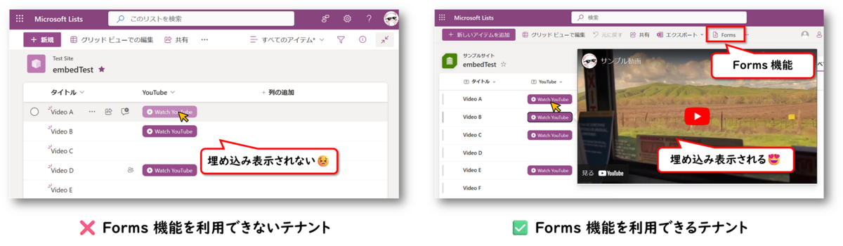 【List Formatting】customRowAction に embed が追加された！（外部サイトの埋め込み） - MyNote365