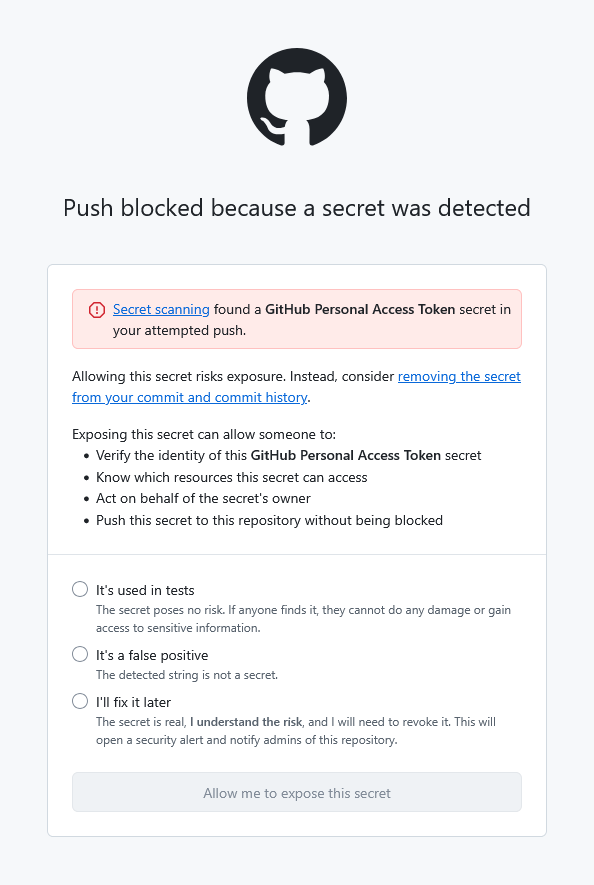 誤って機密情報を公開しないためにGitHub Push Protectionを活用しよう - Alternative Architecture DOJO
