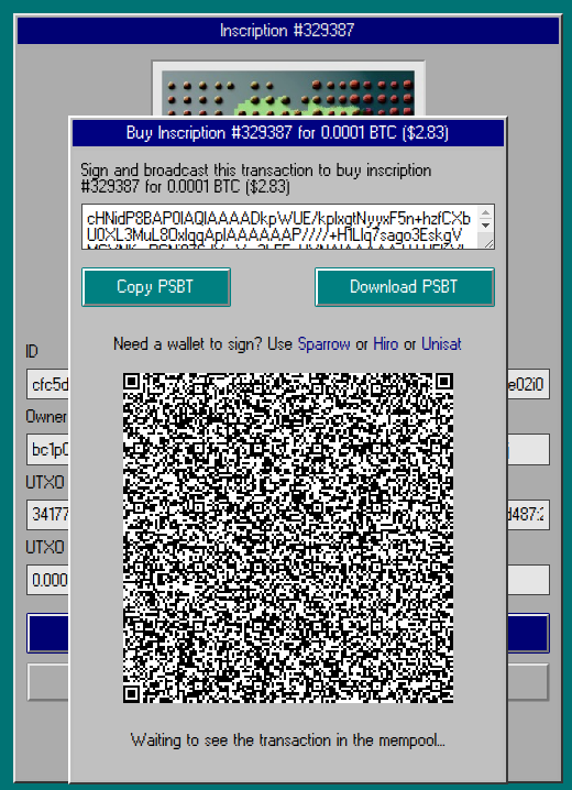 Ordinal InscriptionのDEX「OpenOrdex」でのPSBTの利用 - Develop with pleasure!