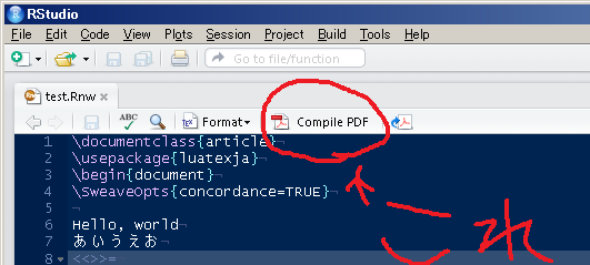 RStudio(Windows)でSweave(.Rnw)を使って一発でpdf作りたい - My Life as a Mock Quant