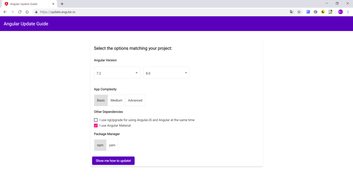 Angular8 で Web アプリを作ろう - 今日からAngular8 - ng update - ふるてつのぶろぐ