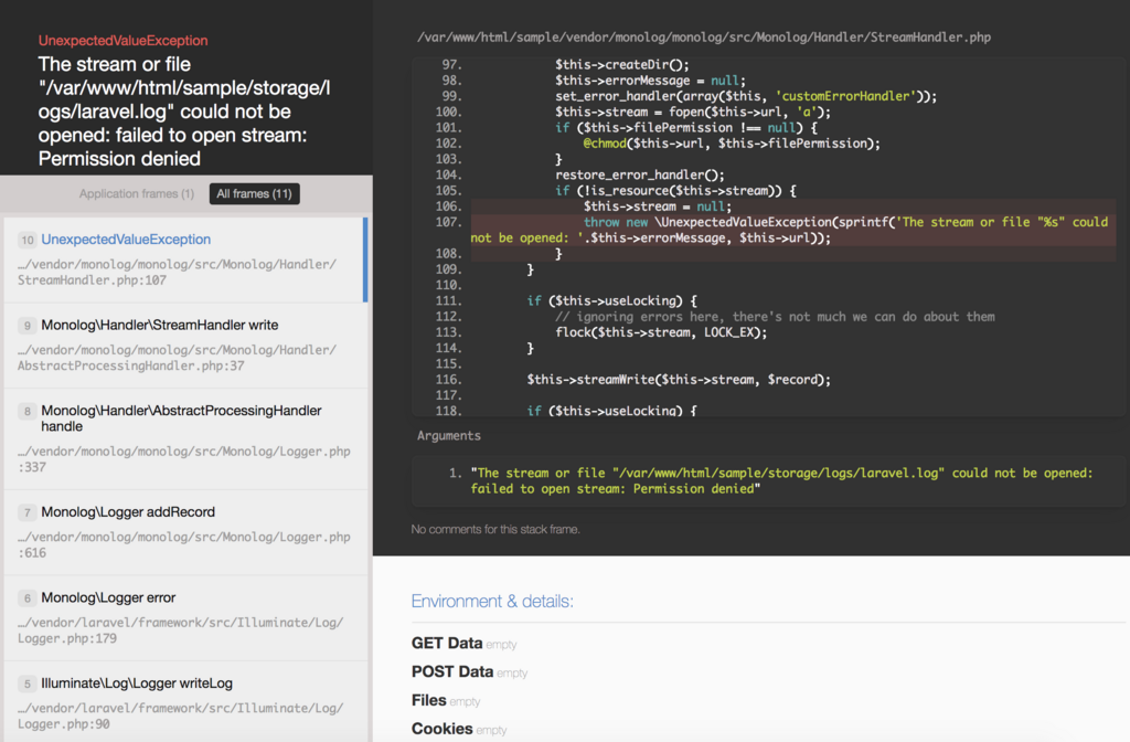 laravelの起動設定とエラー - さんごー日記。