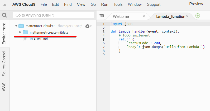 Mattermost構築の流れ（手動編）Part4 Lambda、Cloud9 - ジャギ様のAWSチャレンジ