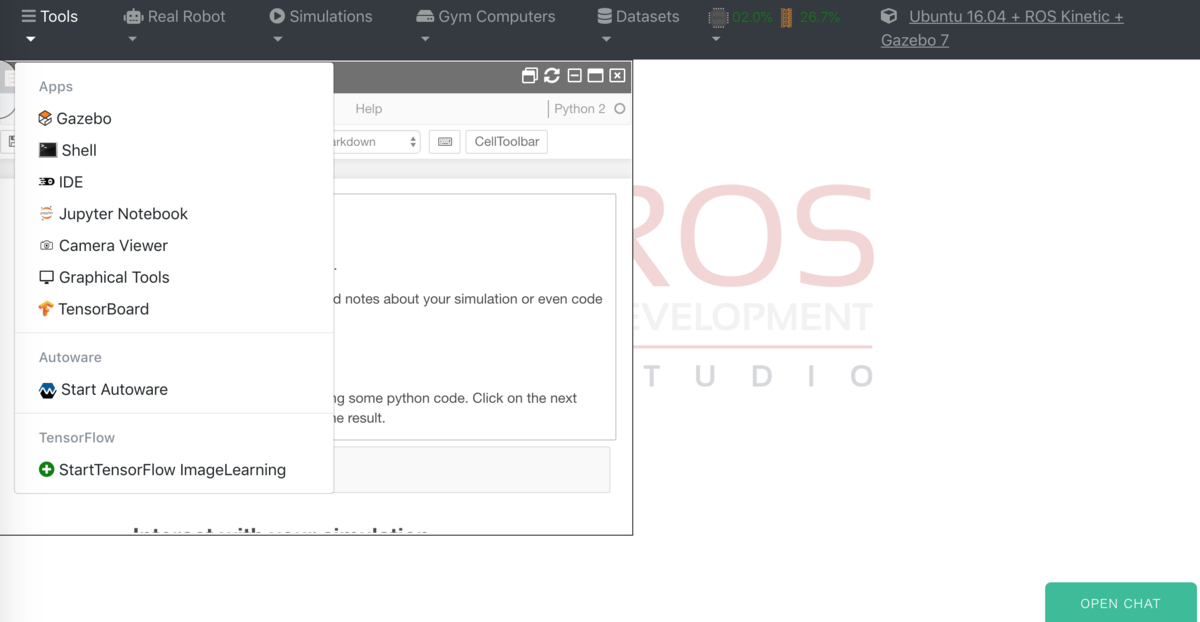 ROS Development Studio(ROSDS)を使ってROSに慣れてみる - 手当たり次第にとりあえず