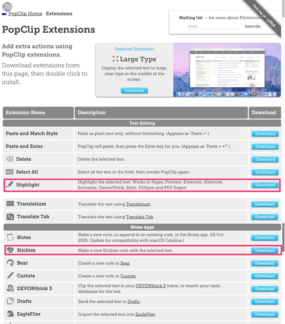 PopClipに新しくいれたExtensions 2つ [Highlight][Stickies] - T’s blog