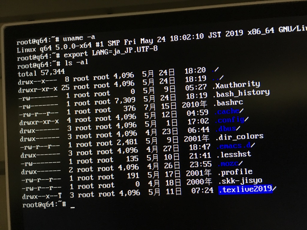 Qbilinux 開発について（その31）: セキュリティフィックスと kernel 5.x 系での utf8 漢字コンソール対応作業とか - Qbilinux 日記