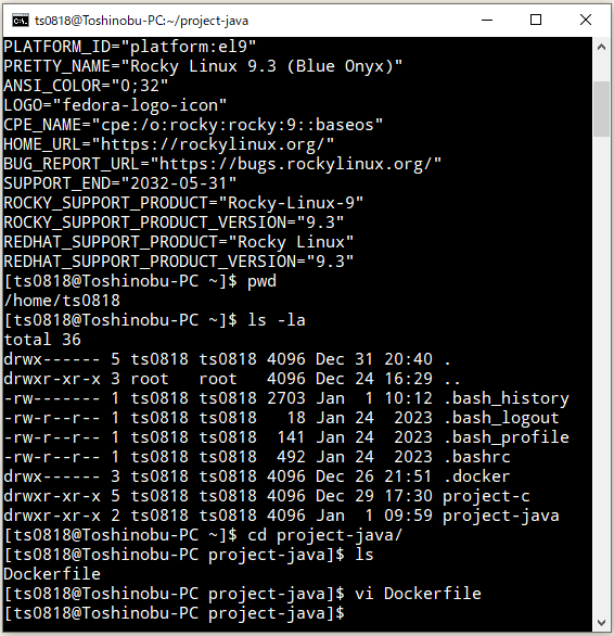 WSL 2のRocky LinuxにOpenJDK 21を含んだDockerコンテナを作成する - ts0818のブログ