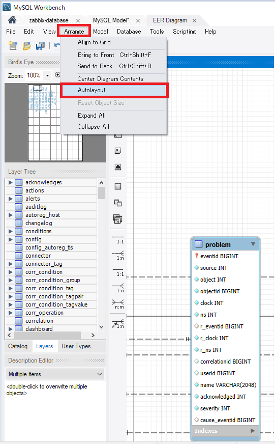 MySQL WorkbenchでZabbixで利用しているMySQLのER図をリバースエンジニアリングで生成する - ts0818のブログ