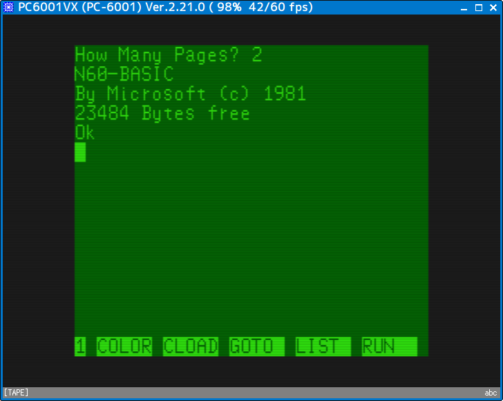 NetBSD + pkgsrc で P6エミュレータ PC6001VX - tsutsuiの作業記録置き場