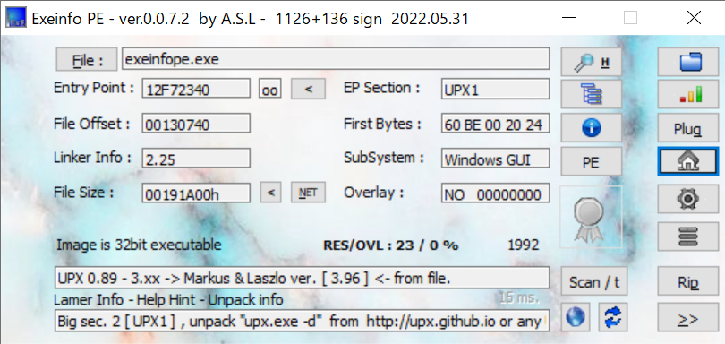 Exeinfo PE (まとめ) - TT Security Tools