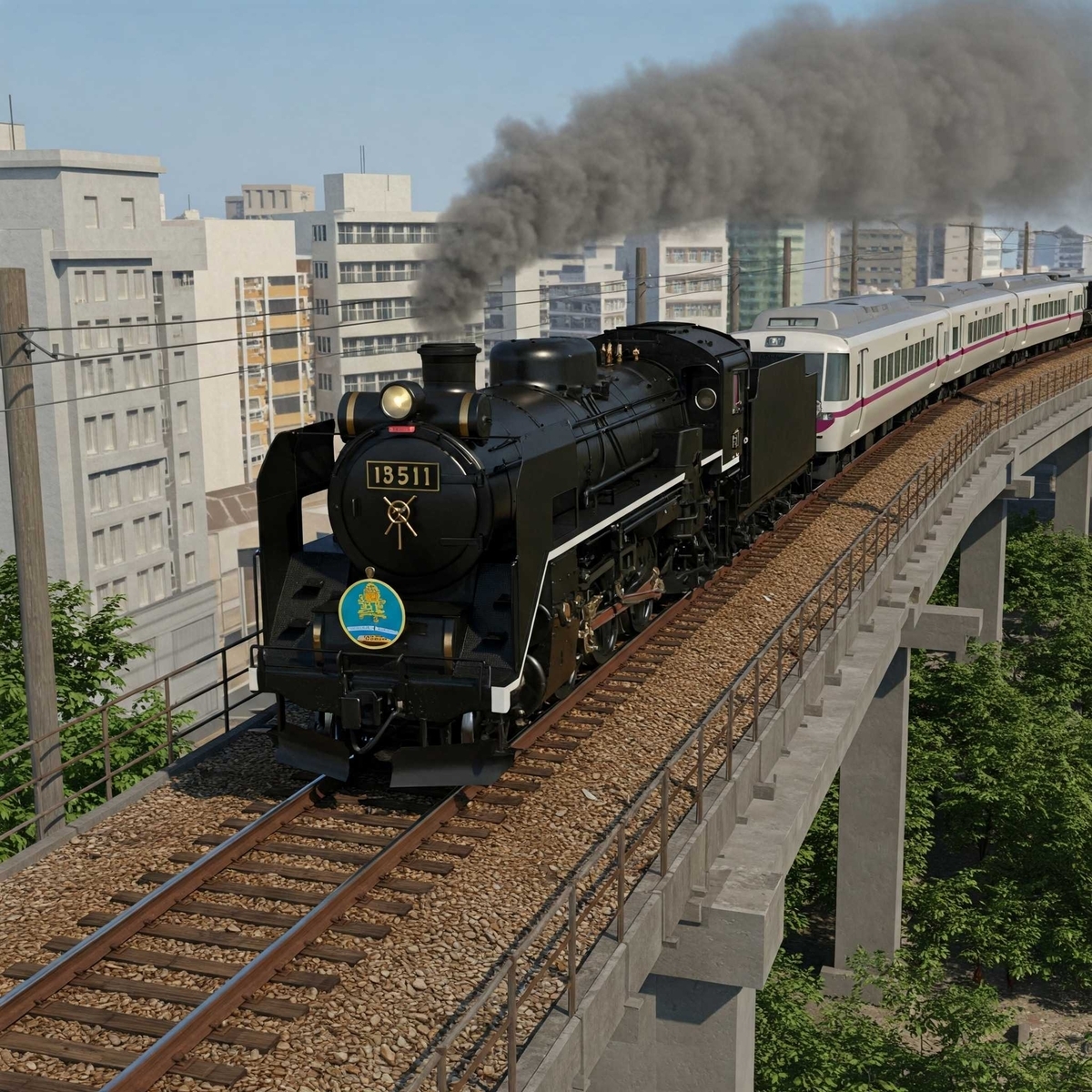 AI画像の作り方 D51蒸気機関車 SL 汽車＜プロンプト＞ - AI画像 フリー写真,ai画像（フリー素材,フリー画像）