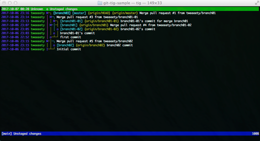 【git】tigでgit操作を便利にするメモ - logを可視化したりstatusやdiffも簡単に！ - tweeeetyのぶろぐ的めも