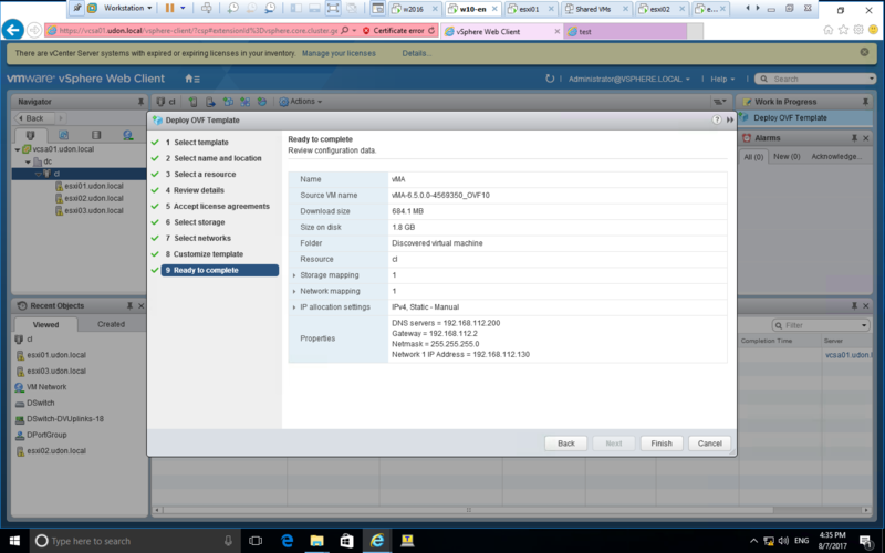 vSphere Management Assistant(vMA)6.5の展開と初期設定 - VM26*